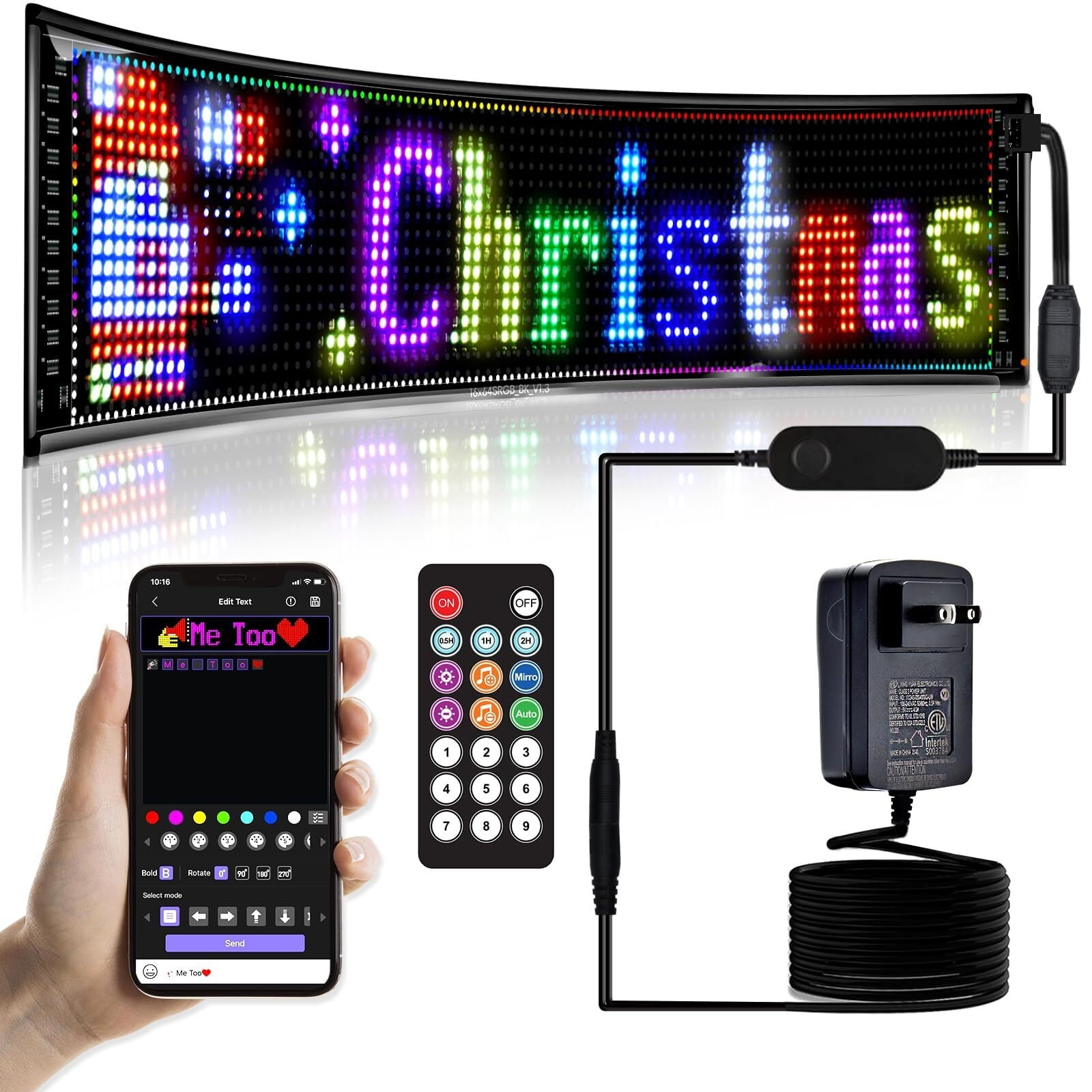 Programmable LED Signs,Flexible Scrolling LED Display,Bluetooth APP Control,Edit Text, Graffiti ...