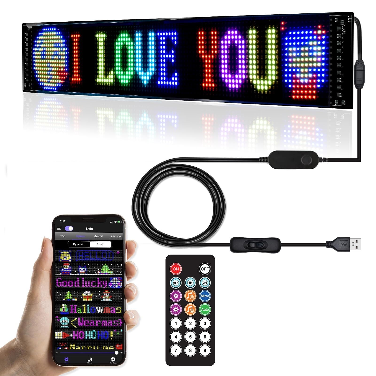 Programmable LED Signs,Flexible Scrolling LED Display,Bluetooth APP Control,Edit Text, Graffiti ...