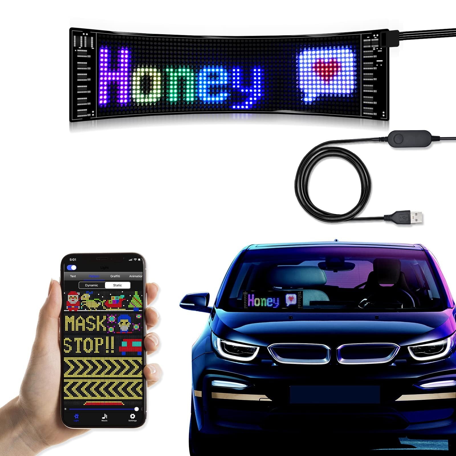 Programmable LED Signs,Flexible Scrolling LED Display,Bluetooth APP Control,Edit Text, Graffiti ...