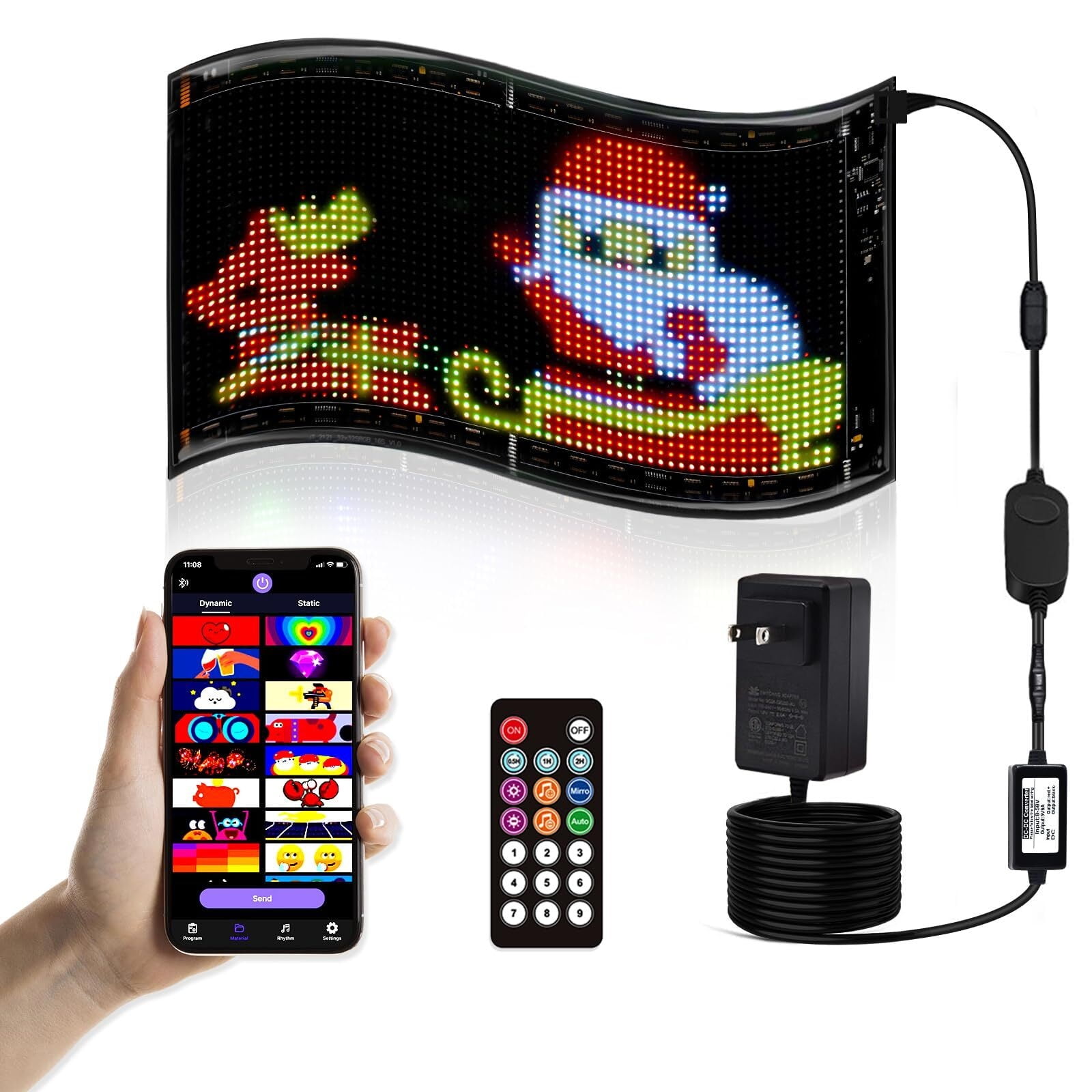 Programmable LED Signs,Flexible Scrolling LED Display,Bluetooth APP Control,Edit Text, Graffiti ...