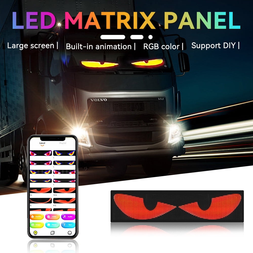 Programmable LED Windshield Eyes for Cars & Trucks - Flexible Animated ...