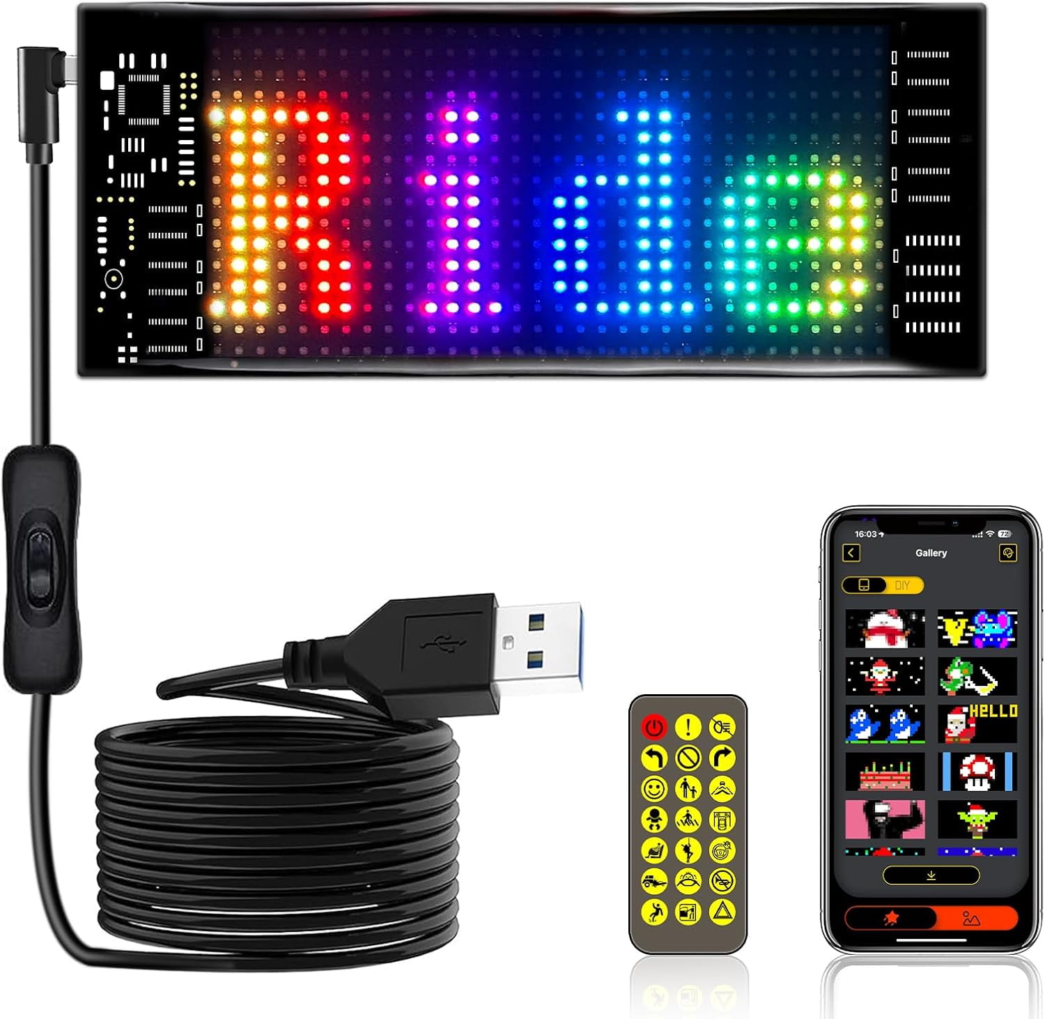 Programmable Led Sign, Flexible Scrolling Led Sign, 7''x3'' Custom Text Pattern Animation Led ...