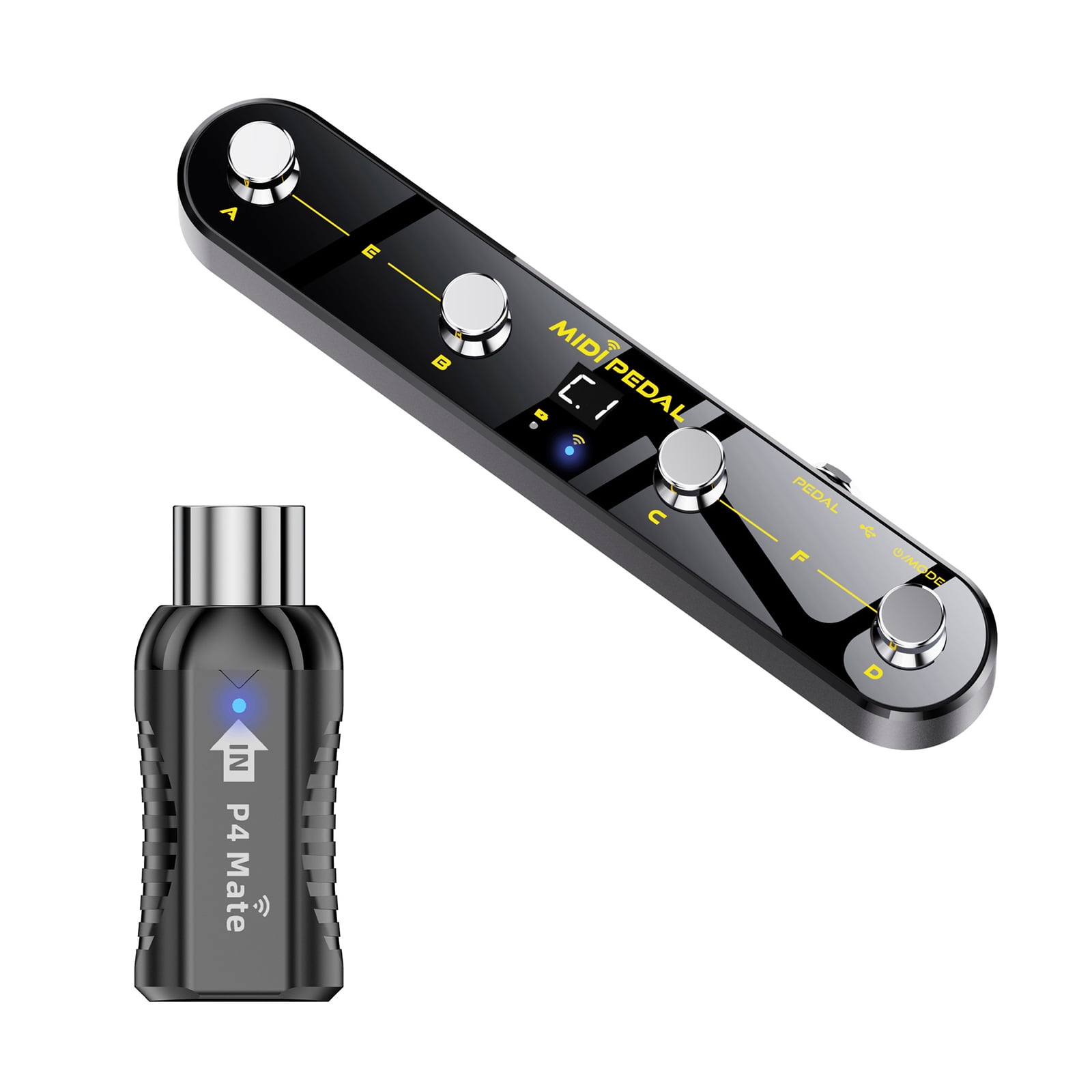 Programmable MIDI Pedal Wireless Receiver Connectivity ABS Design Foot ...