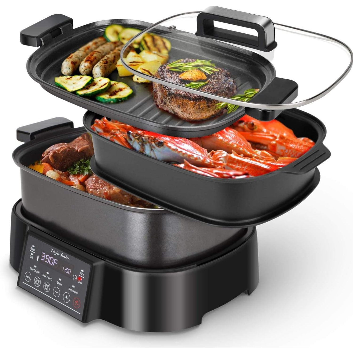 Programmable Slow Cooker with Countdown Timer, 6 L 6.3 Quart Multi ...