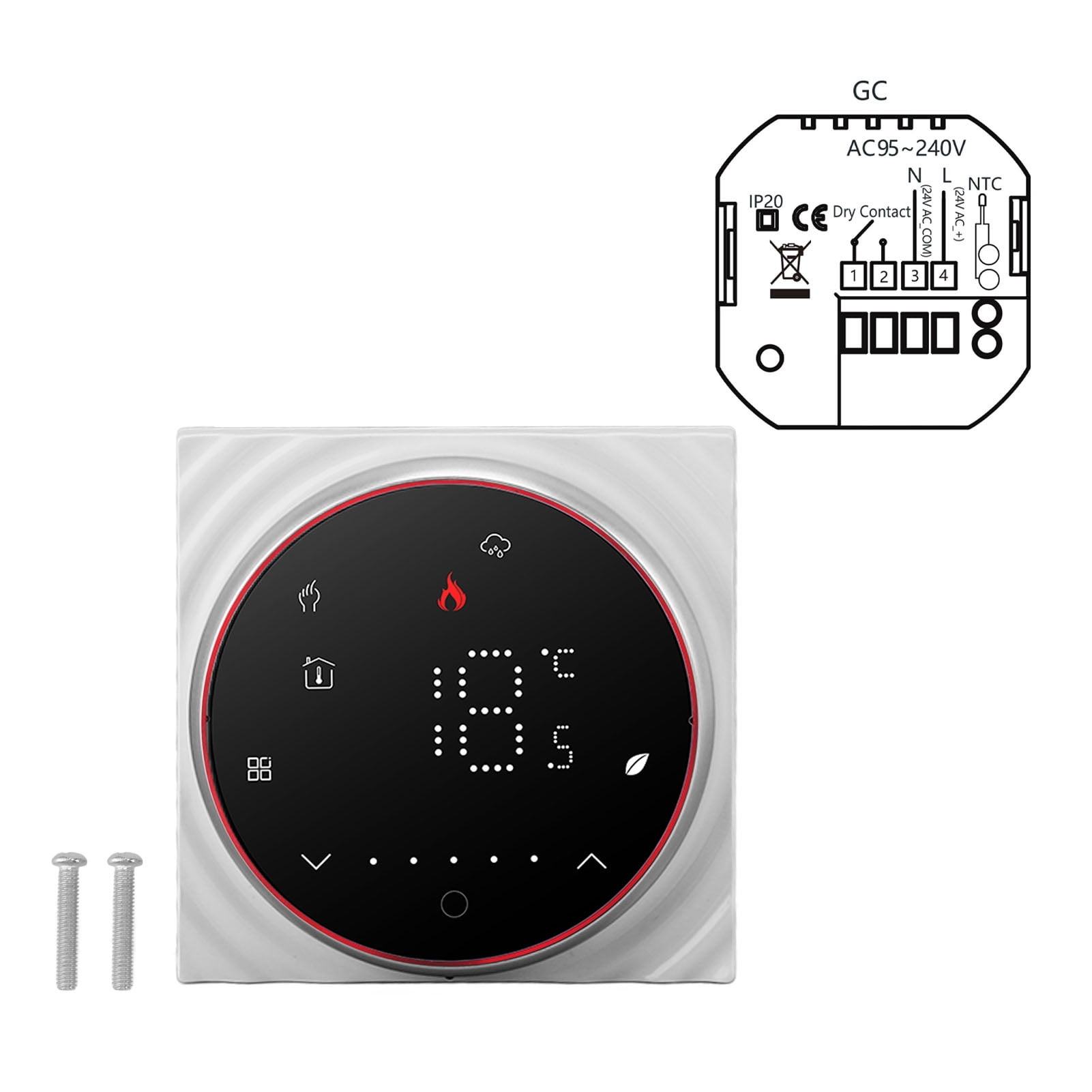 Programmable Smart Thermostat with LED Display for Boiler Heat and AC ...