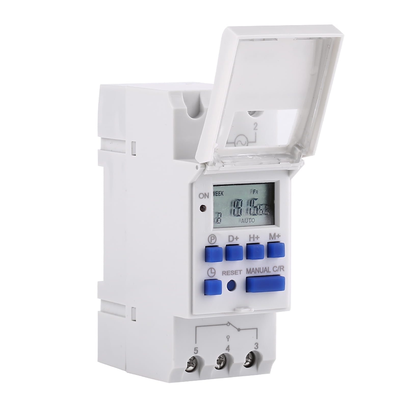 Programmable Timer Switch, Digital LCD DIN RAIL Time Relay LCD Display Weekly Programmable ...
