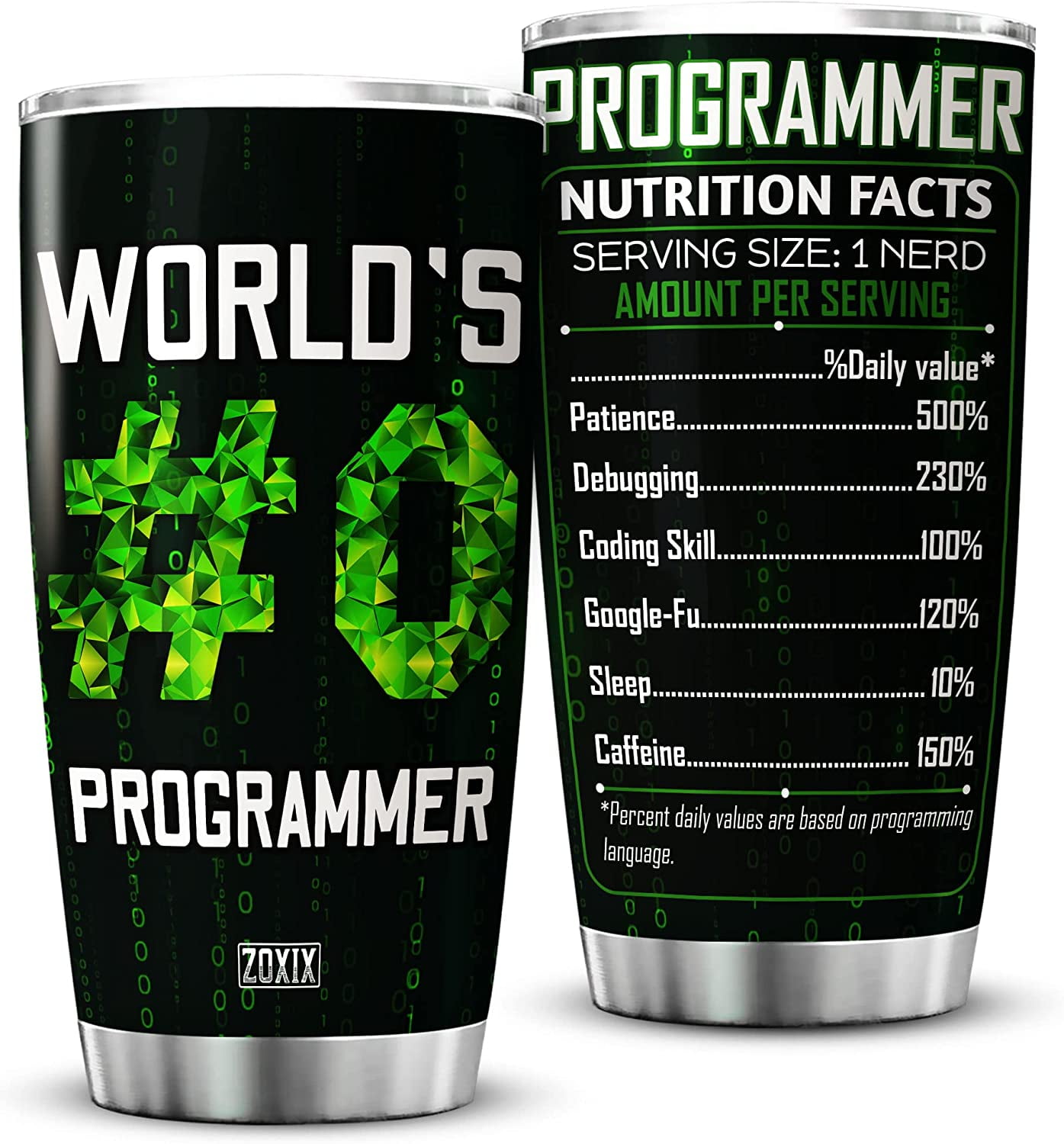 Programmer Coffee Tumbler 20oz Computer Coding Gifts For Men Coder Stainless Steel Cup With Lid ...