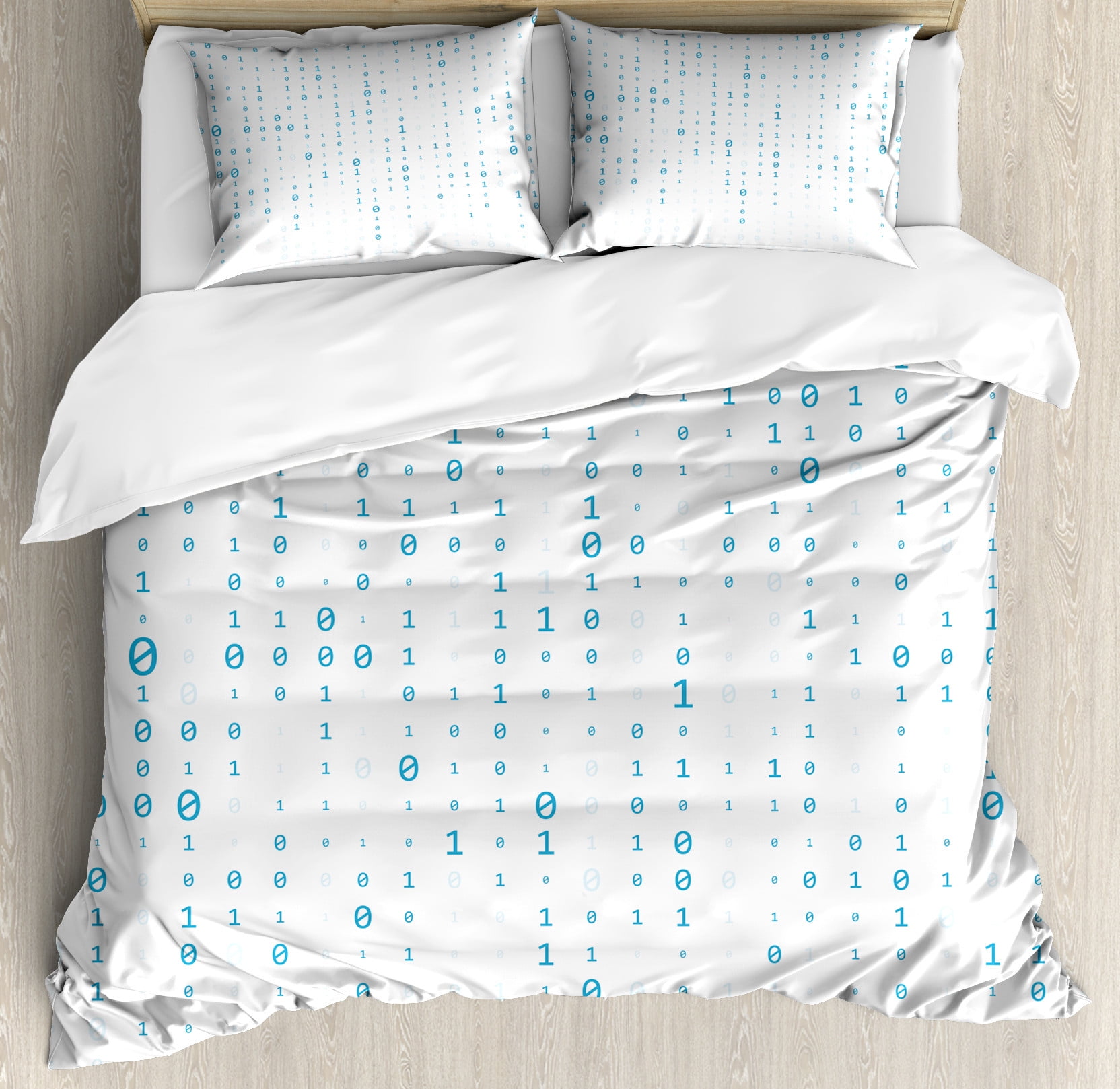 Programmer Duvet Cover Set, Cryptography Programming Themed Matrix Digital Binary Falling Code ...