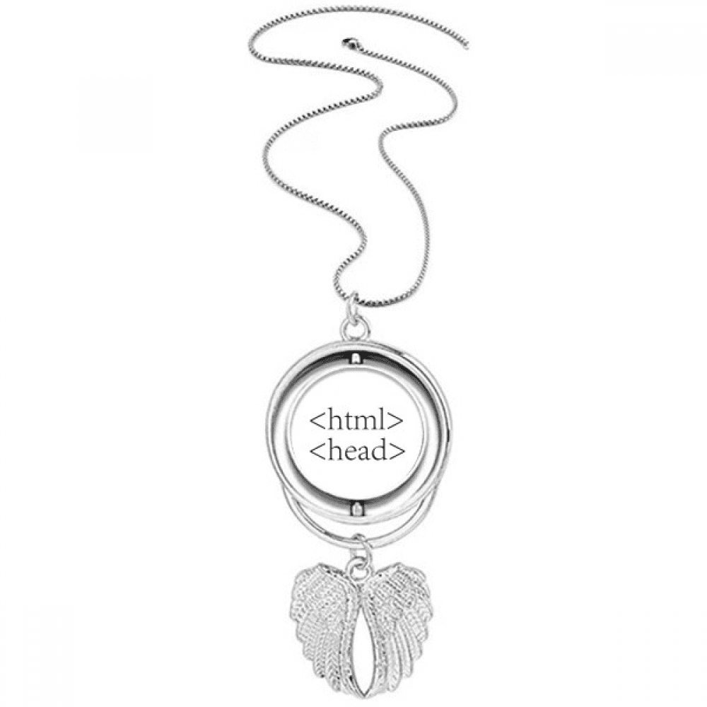 Programmer Program Statement HTML Pendant Angel Wings Rotating Necklace ...