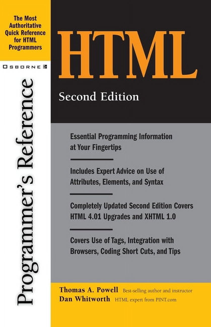 Programmer's Reference: HTML Programmer's Reference, 2nd Edition ...
