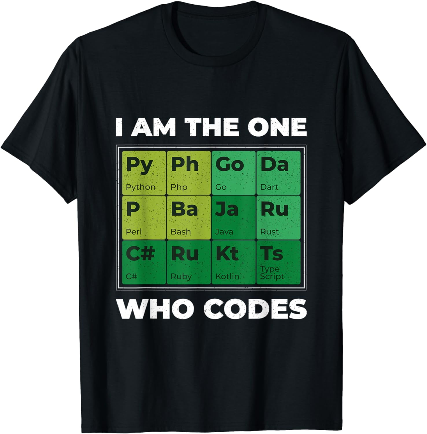 Programmers Periodic Table: I Am the One Who Codes T-Shirt - Walmart.com