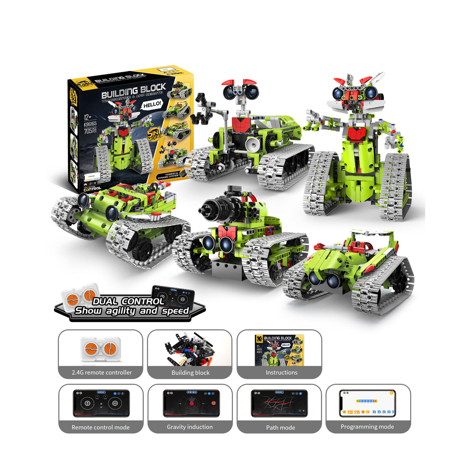 Programming Science Education Building Blocks 2.4G RC Phone App 705pcs ...