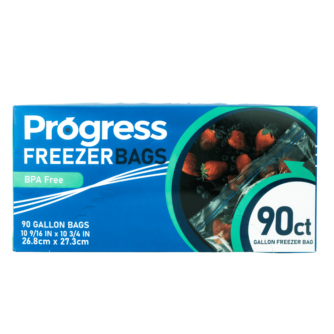 Progress Double Zipper Freezer Storage bags - Gallon, 90 count- 12 ...