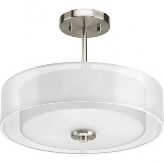 Progress Lighting, Invite Collection, 3-Light Semi-Flush Mount, Brushed ...
