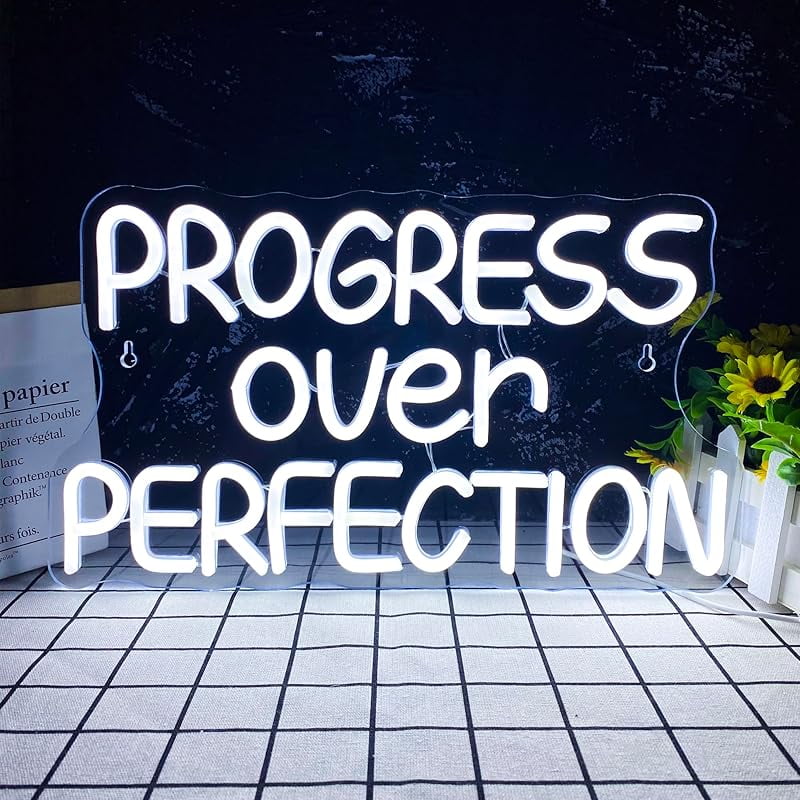 Progress Over Perfection Neon Sign,Dimmable Classroom Positive Neon ...