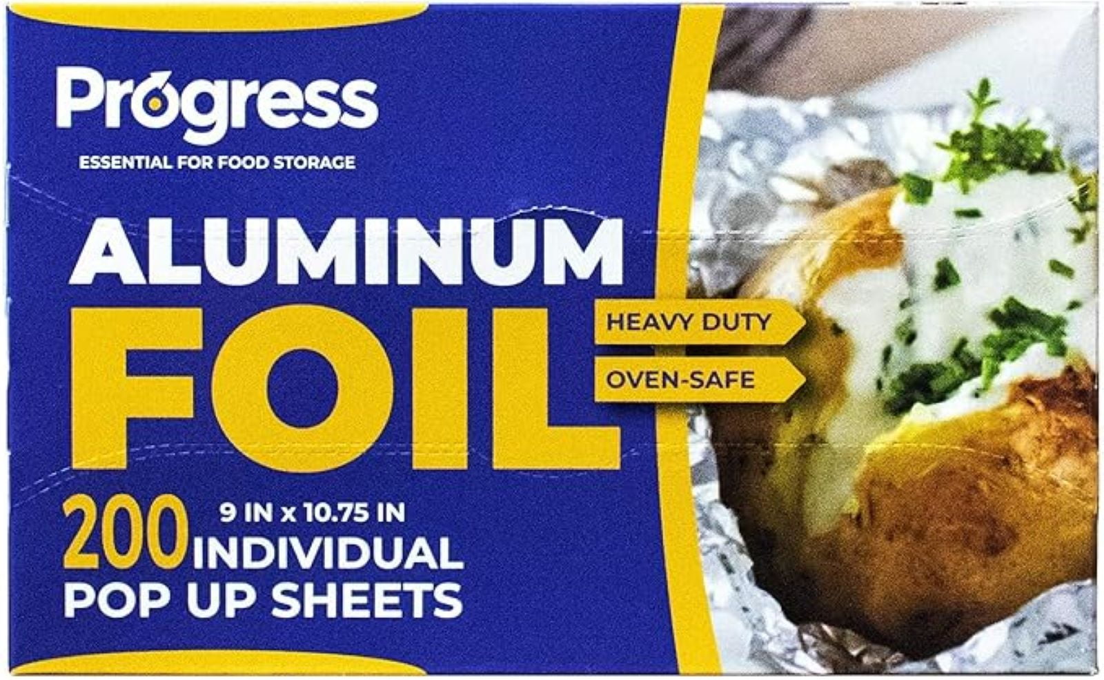 Progress Pop-Up Aluminum Foil Wrap Sheets 9 x 10 3/4 Silver 200 per Box ...