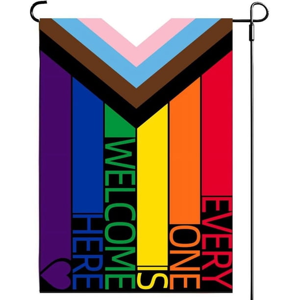 Progress Pride Every One Is Welcome Here Garden Flags - Inclusive ...