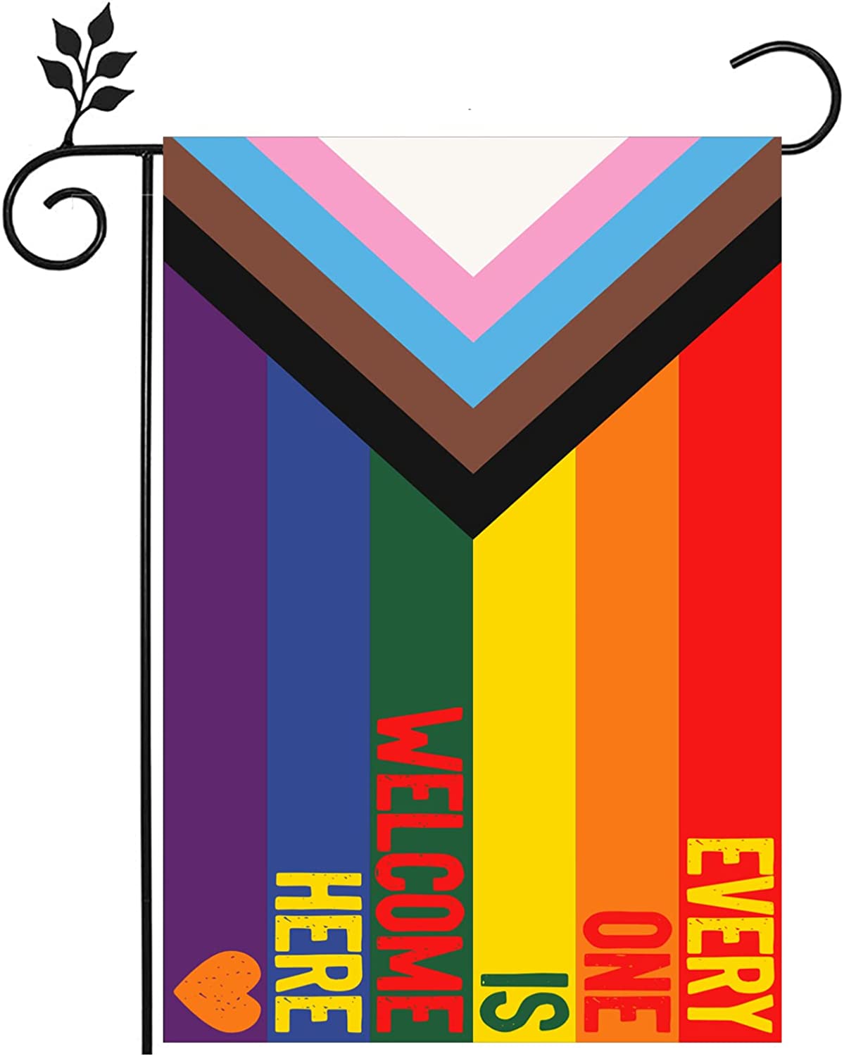 Progress Pride Everyone Is Welcome Here LGBT Garden Flag, Double Sided ...