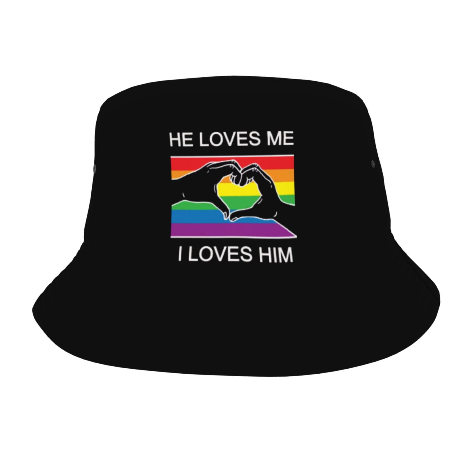 Progress Pride Flag He Love Me Bucket Hats for Men Women Beach Sun Hat ...