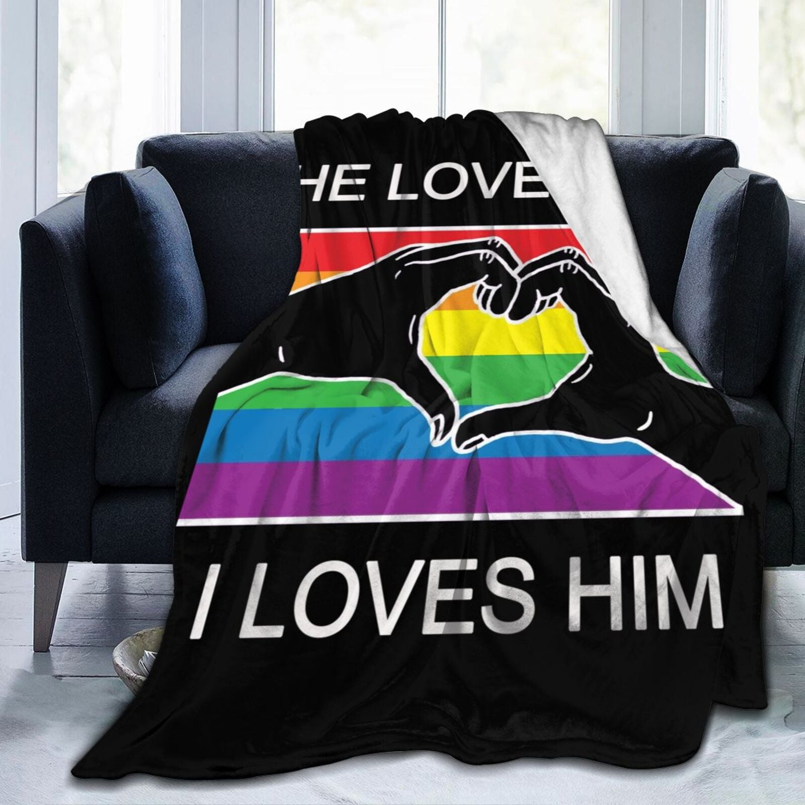 Progress Pride Flag He Love Me Throw Blanket Soft Cozy Warm Durable ...