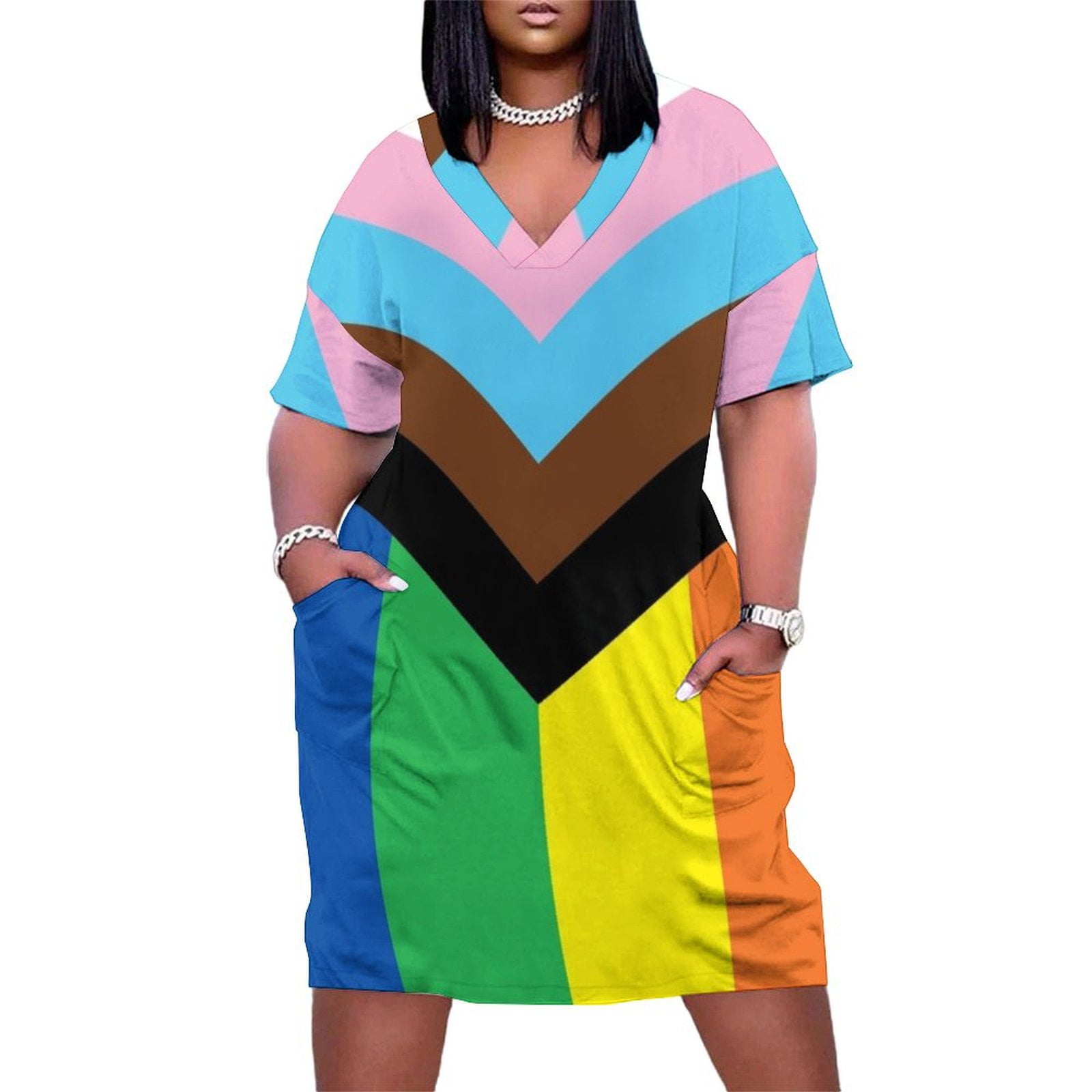 Progress Pride Flag Loose Pocket Dress Dance dresses Woman"s evening ...