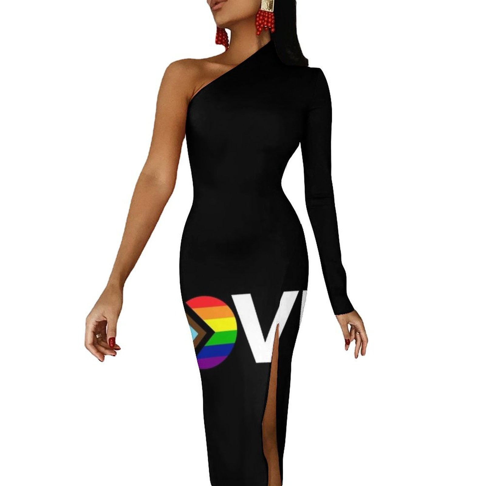 Progress Pride Flag Love Half Dleeve Split Dress summer woman dress ...