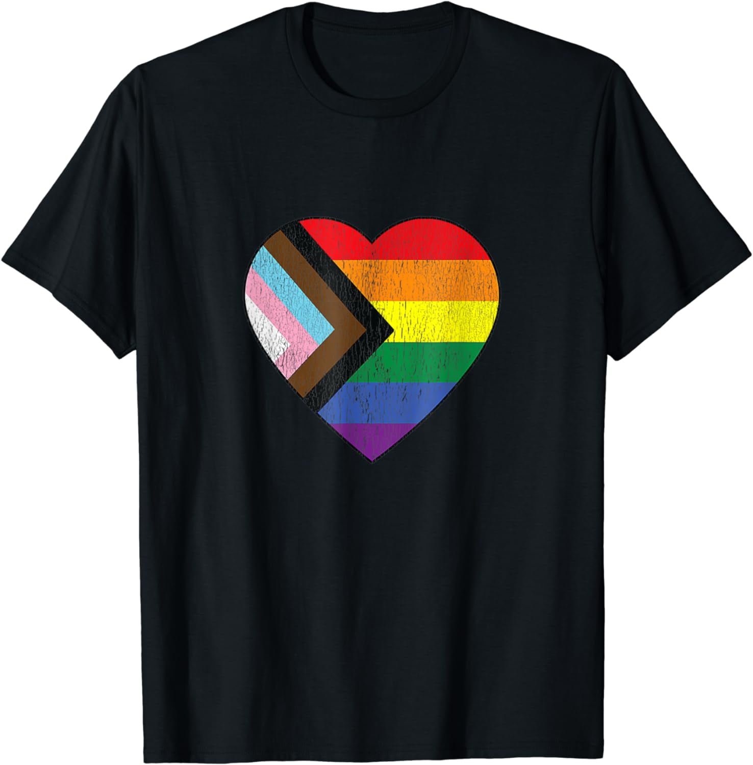 Progress Pride Flag Rainbow Heart Vintage Retro Love LGBT T-Shirt ...