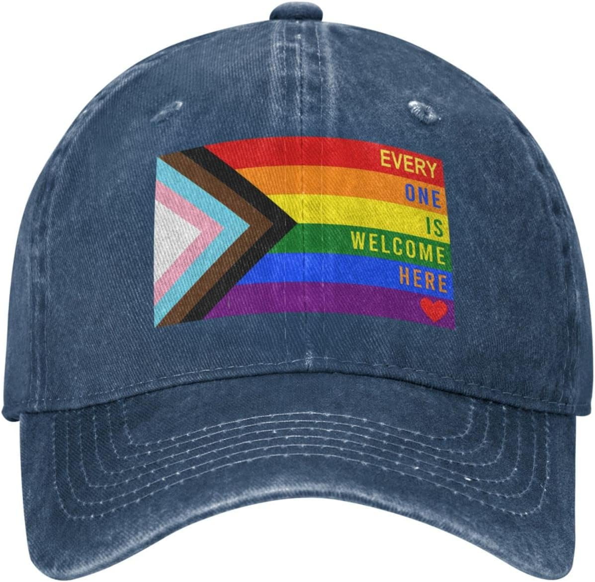 Progress Pride Flag Rainbow Transgender Bisexual LGBTQ Denim Baseball ...