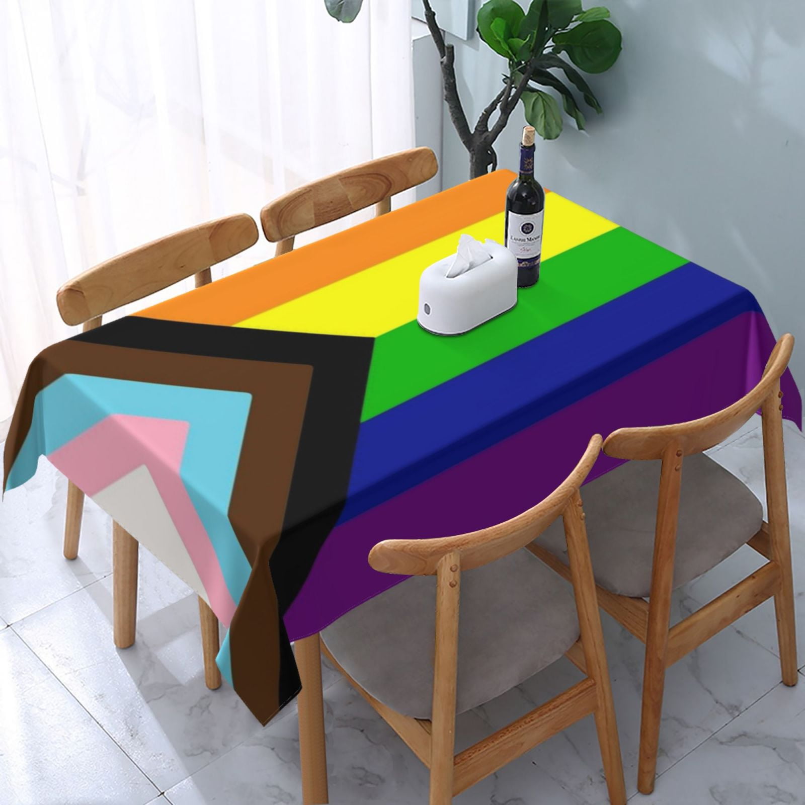 Progress Pride Flag Tablecloths Oblong Waterproof Table Cloth ...