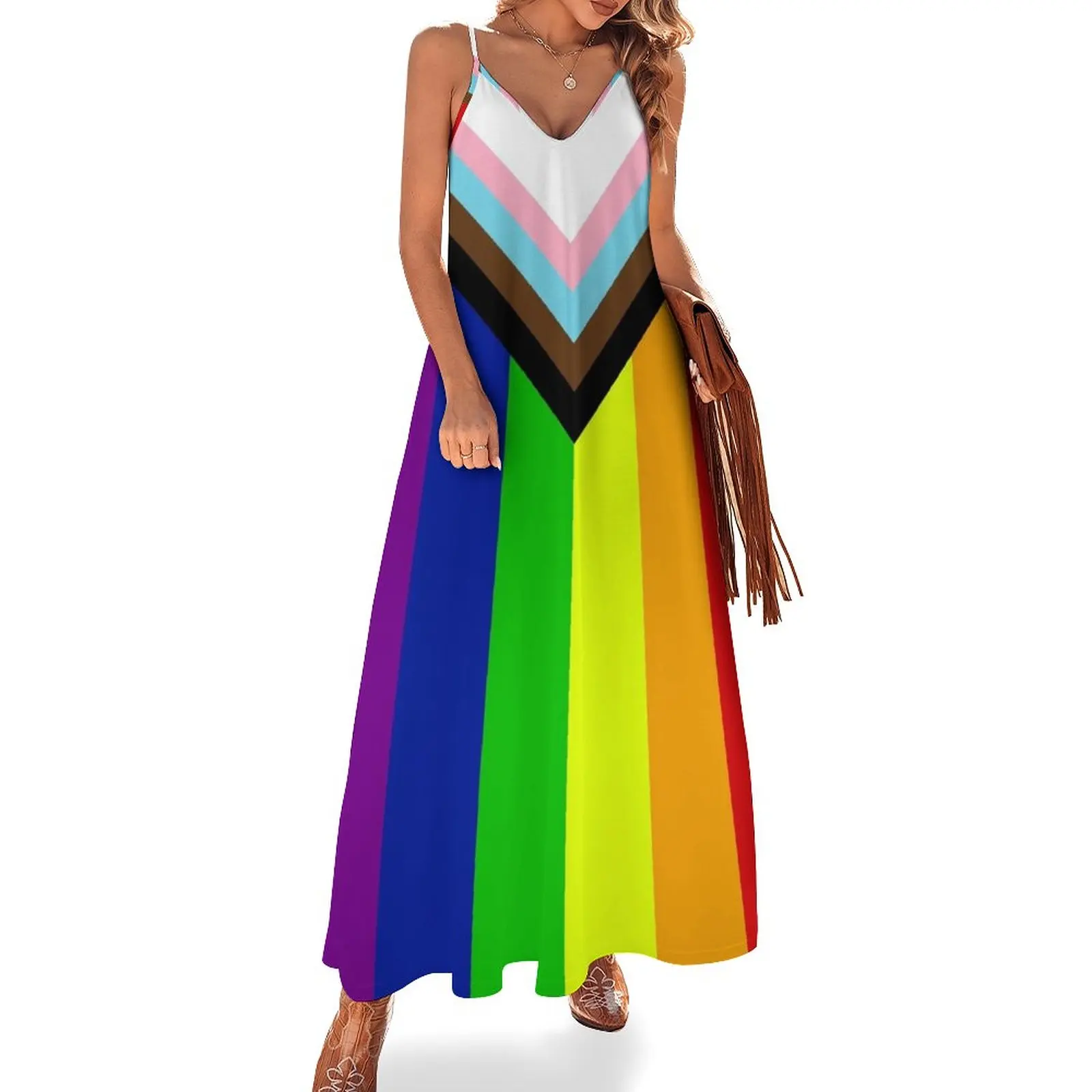 “Progress” Pride Flag by Daniel Quasar Sleeveless Dress dress for women ...