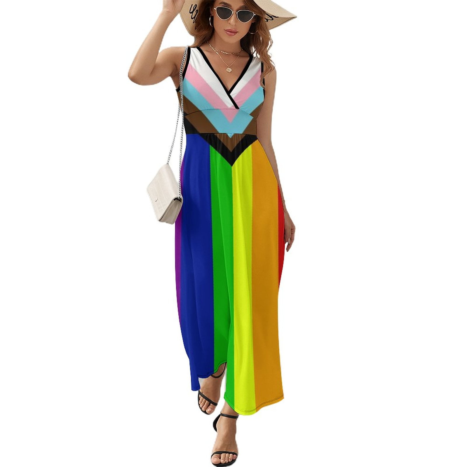 “Progress” Pride Flag by Daniel Quasar Sleeveless Dress elegant women's ...