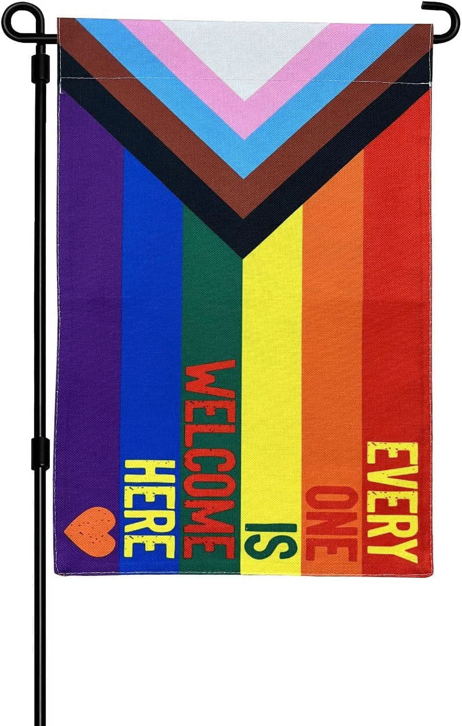 Progress Pride Flags EVERYONE IS WELCOME HERELGBTQ Garden Rainbow Pride ...