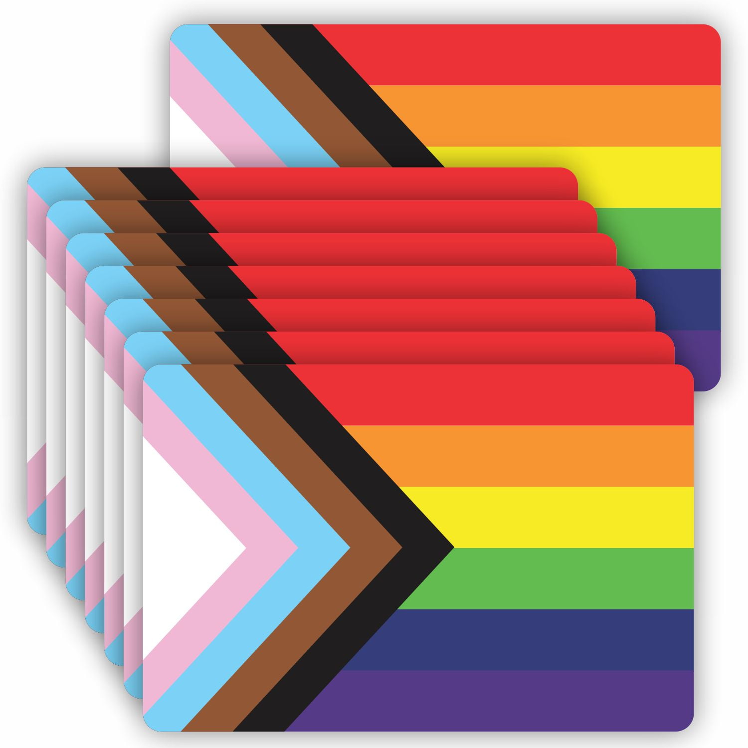 Progress Pride Rainbow Flag Bumper Sticker - (Pack of 12) 6"x4" Large ...