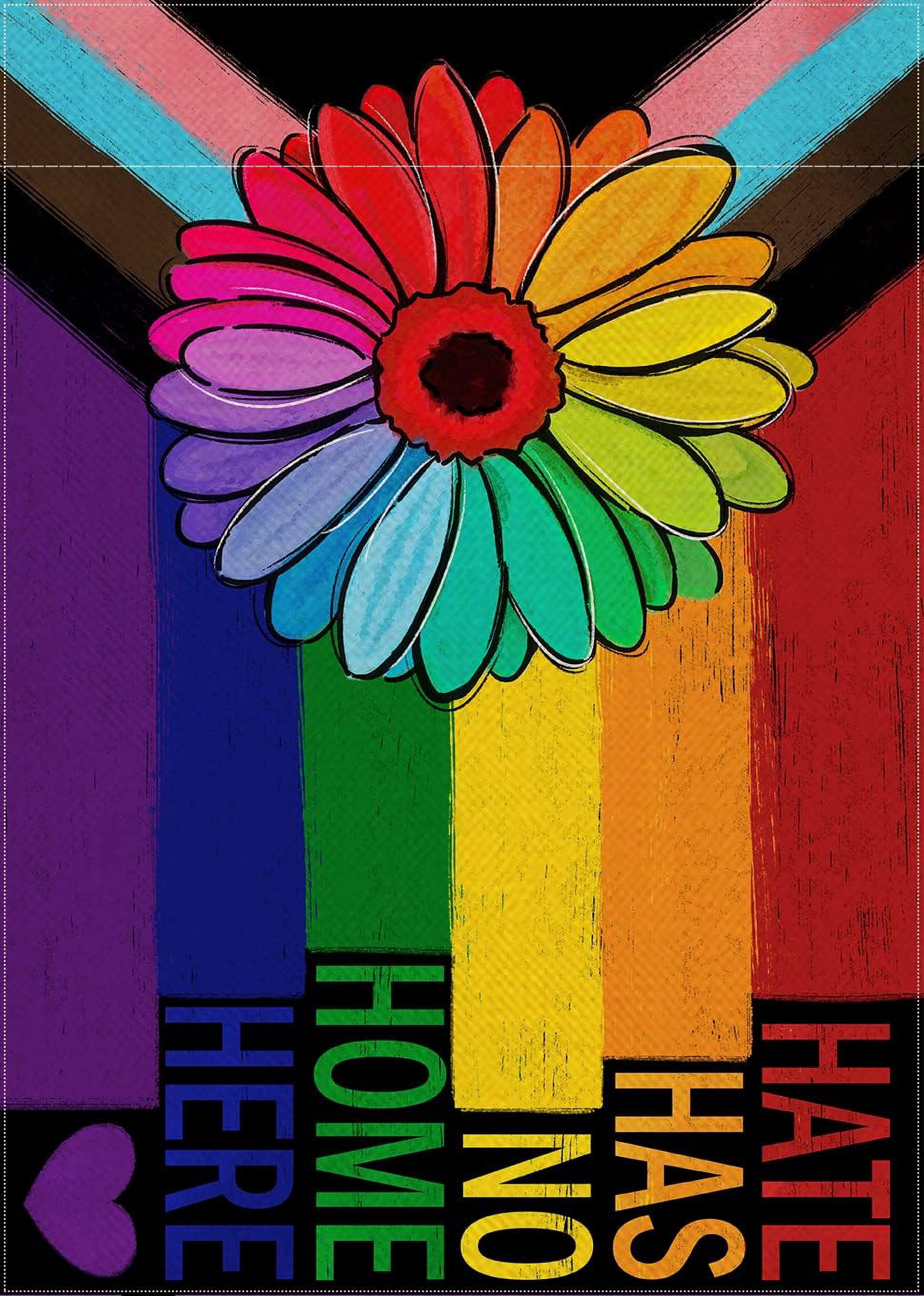 Progress Pride Rainbow Sunflower Decorative Garden Flag, LGBTQ Gay ...