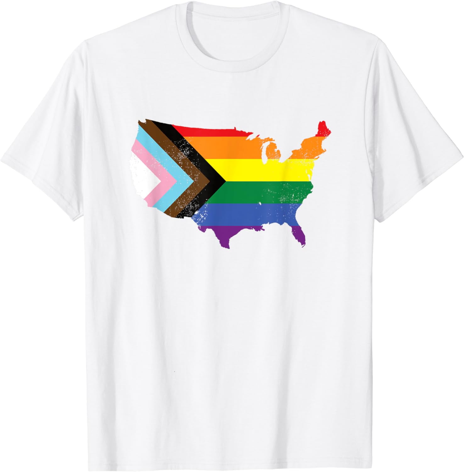 Progress Pride flag USA LGBTQ Equality Gay Bi Pride July 4th T-Shirt ...