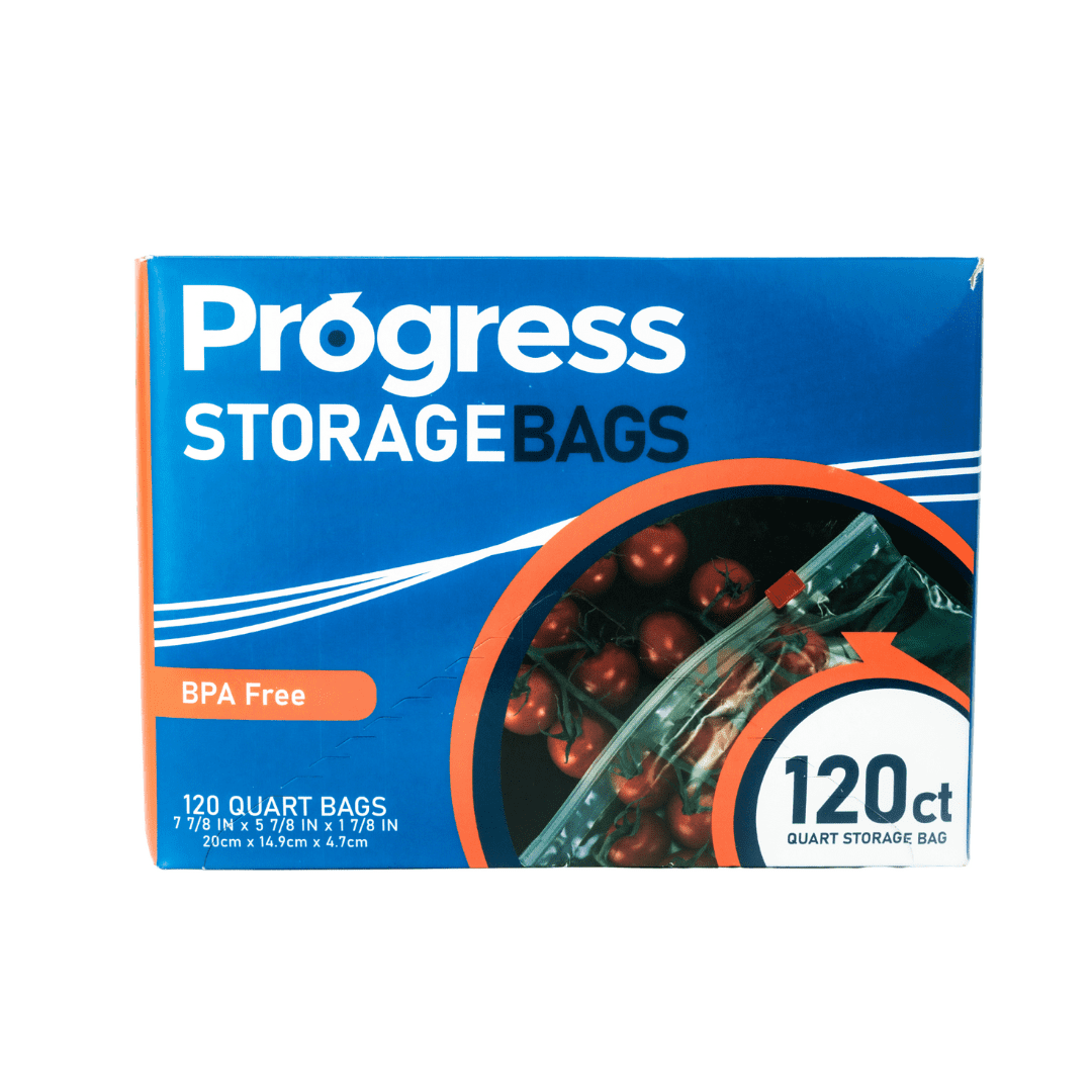 Progress Slider Quart Food Storage Bags, 120 Count, Easy-Slide Closure ...