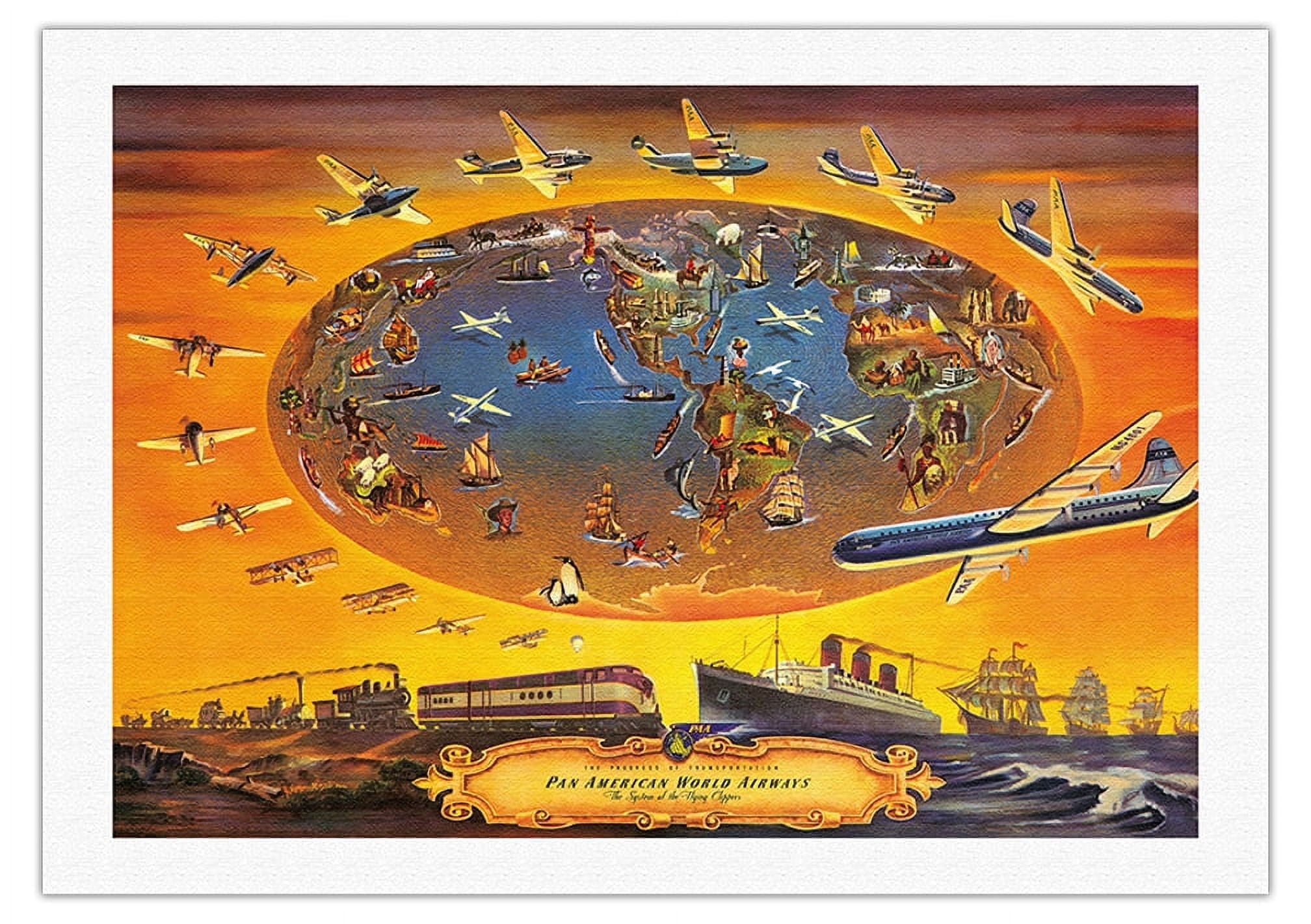 The Progress of Transportation - Pan American World Airlines Air Routes ...