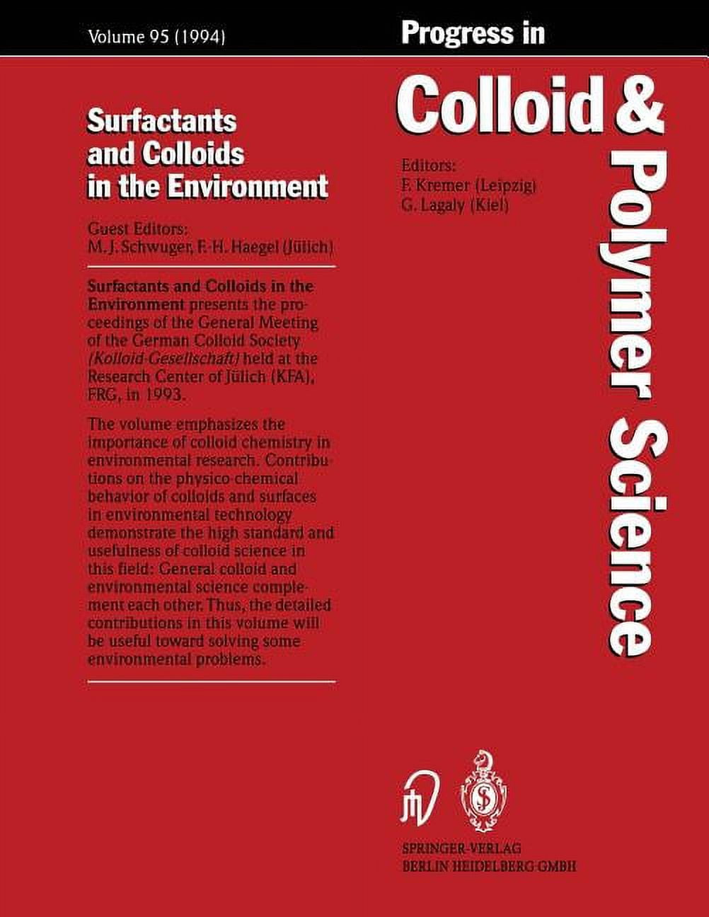 Progress in Colloid and Polymer Science: Surfactants and Colloids in ...