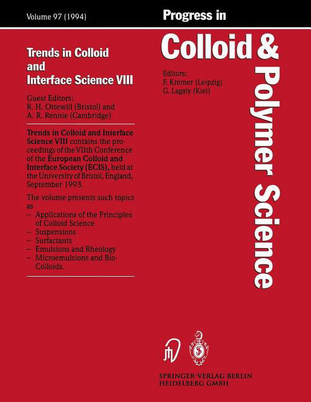 Progress in Colloid and Polymer Science Trends in Colloid and Interface ...