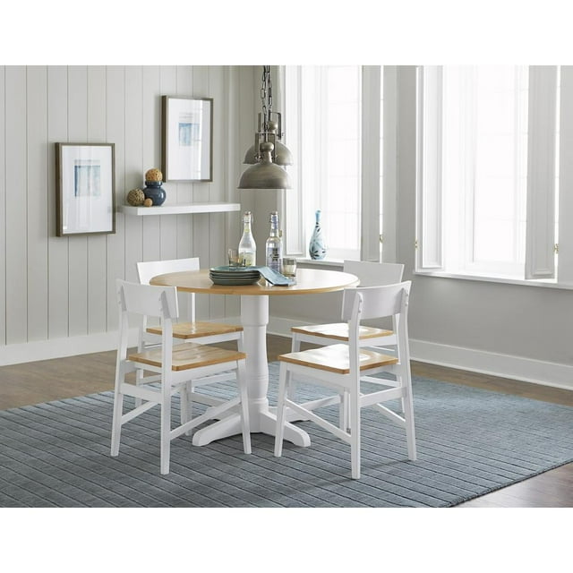 "Progressive Christy 40"" Round Wooden Kitchen Table, White Dinner ...
