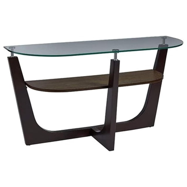 Progressive Furniture Four-Points Glass Top Sofa/Console Table Espresso ...