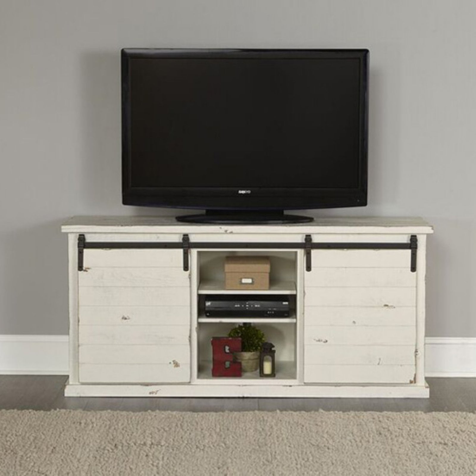 Progressive Furniture Huntington Wood 64 Inch TV Console in Distressed ...