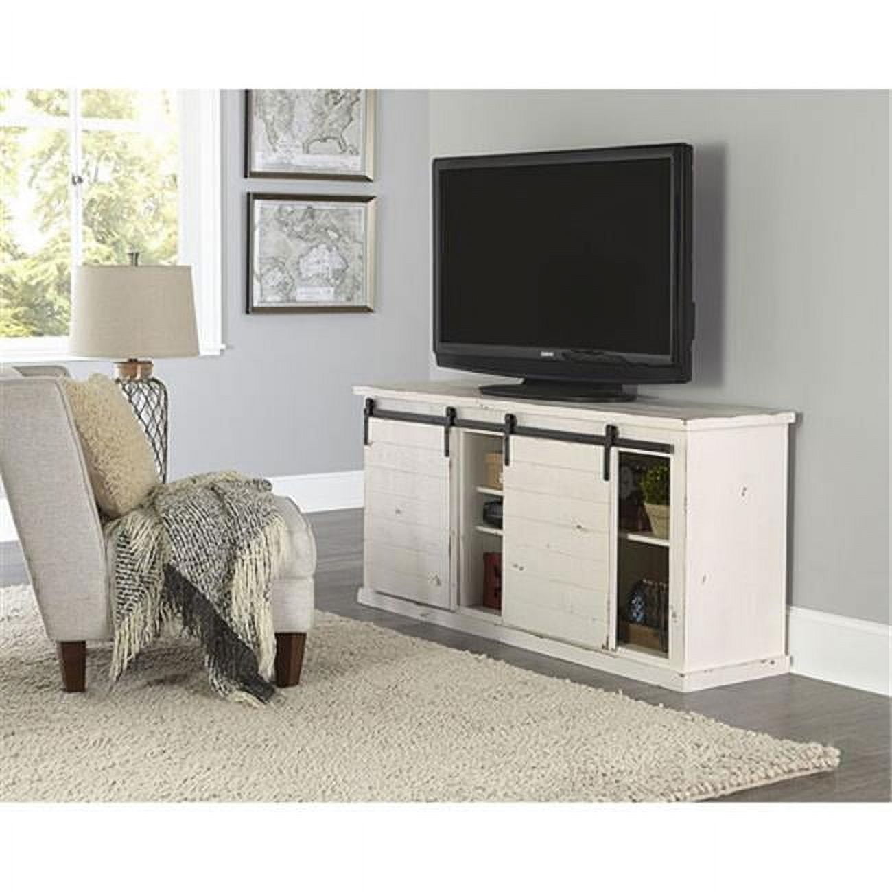 Progressive Furniture Huntington Wood 64 Inch TV Console in Distressed ...