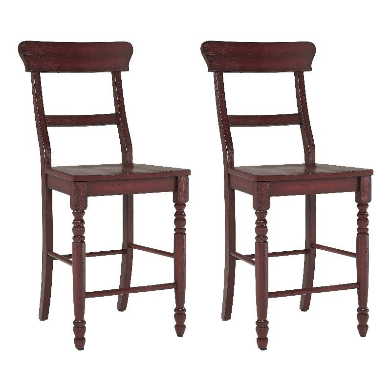 Progressive Furniture Savannah Court 24" Wood Counter Chair in Red (Set ...