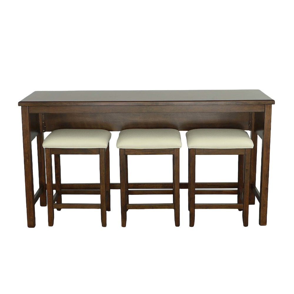 Progressive Furniture Study Hall Wood Counter Table w/3 Stools in Brown ...