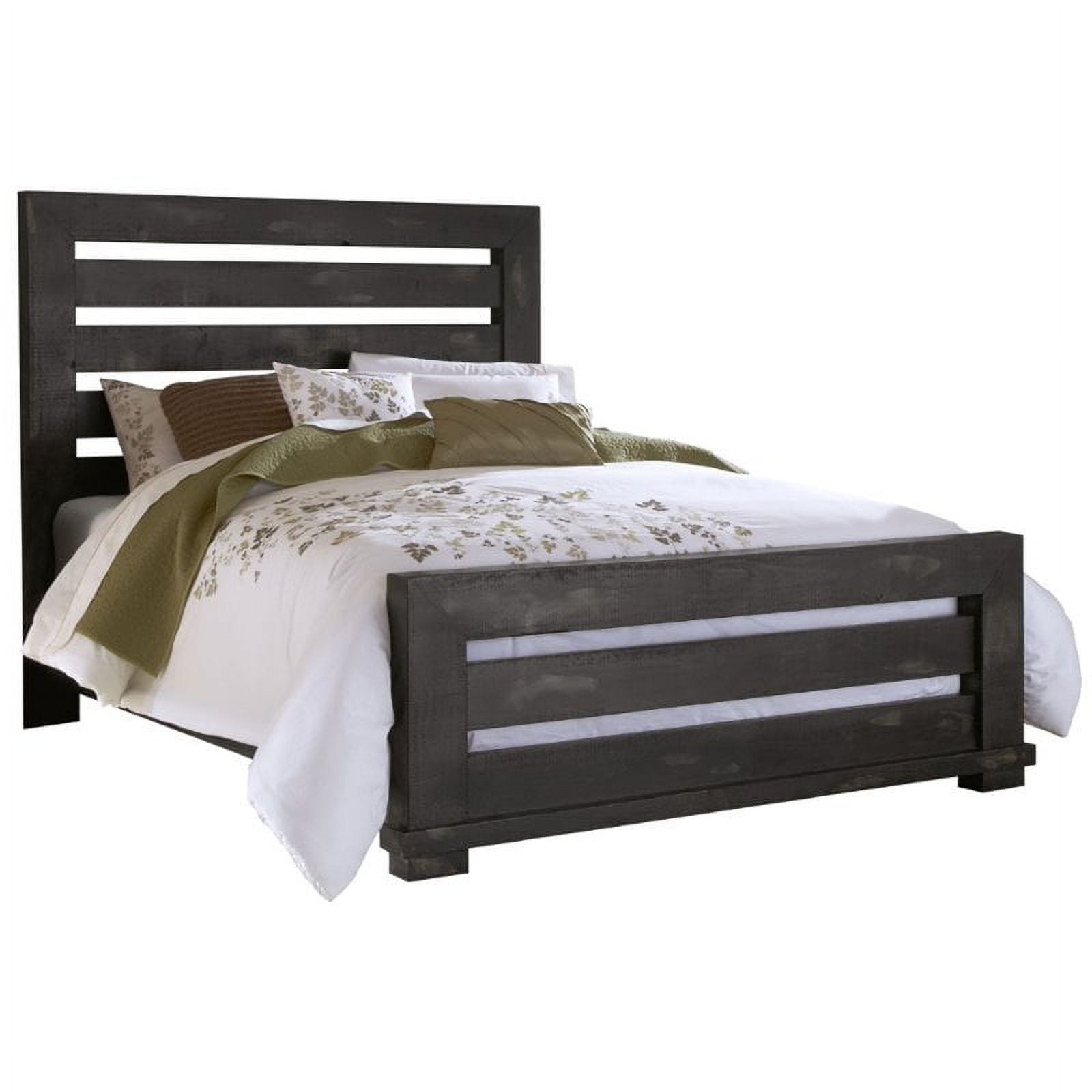Progressive Furniture Willow Queen Wood Slat Bed in Distressed Black ...
