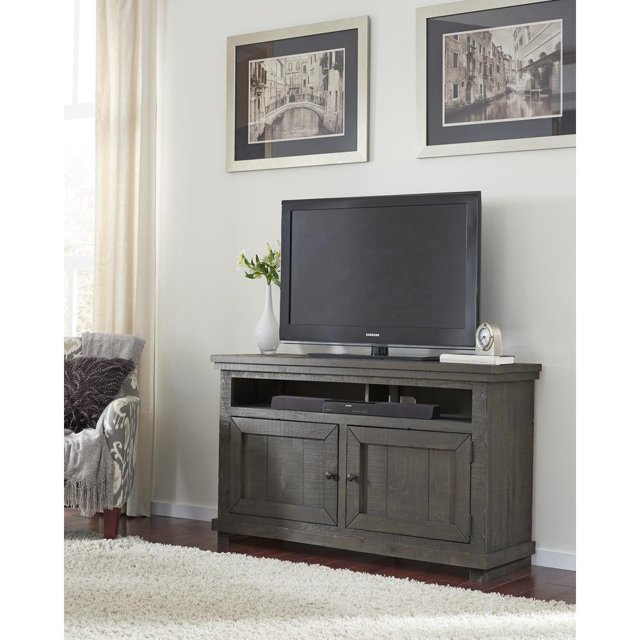 Progressive Furniture Willow Wood 54 Inch TV Console in Distressed Dark ...