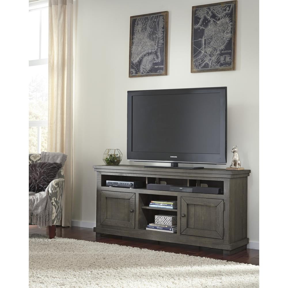 Progressive Furniture Willow Wood 64 Inch TV Console in Distressed Dark ...