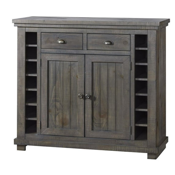 Progressive Furniture Willow Wood Wine Rack Server in Distressed Dark ...
