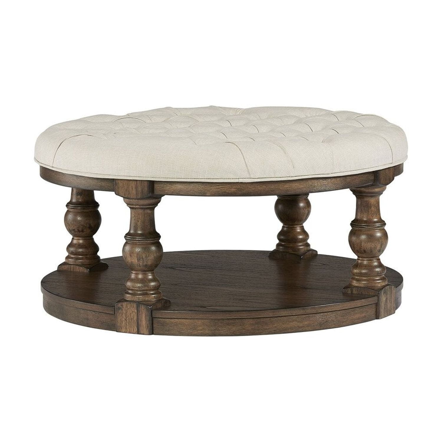 Progressive Furniture Wynton Wood Round Upholstered Cocktail Table ...